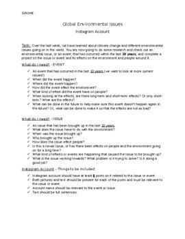 Environmental Issues Assignment Instagram Posts By Ms Cs Lesson Ps