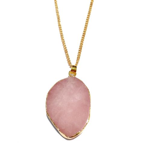 Rose Quartz Necklace Groove Stone