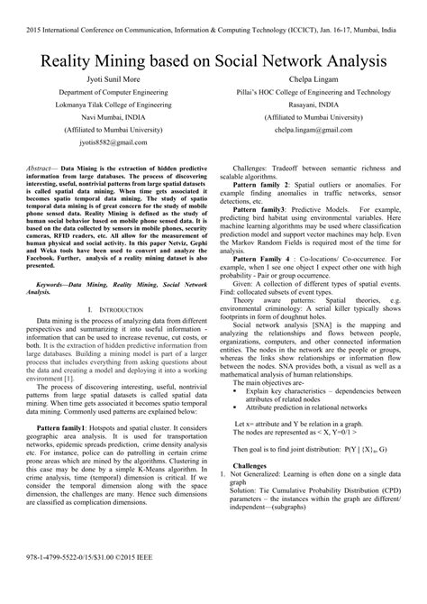 Pdf Reality Mining Based On Social Network Analysis