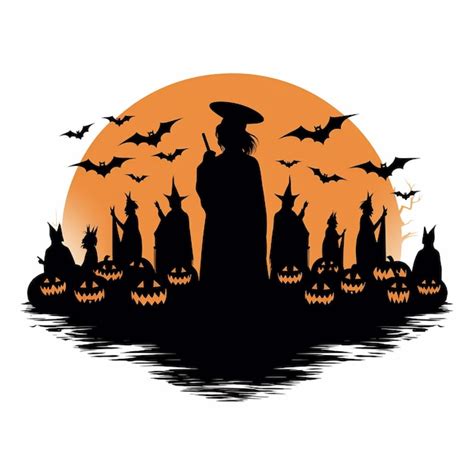 Premium Photo Set Of Halloween Silhouettes Icons And Characters