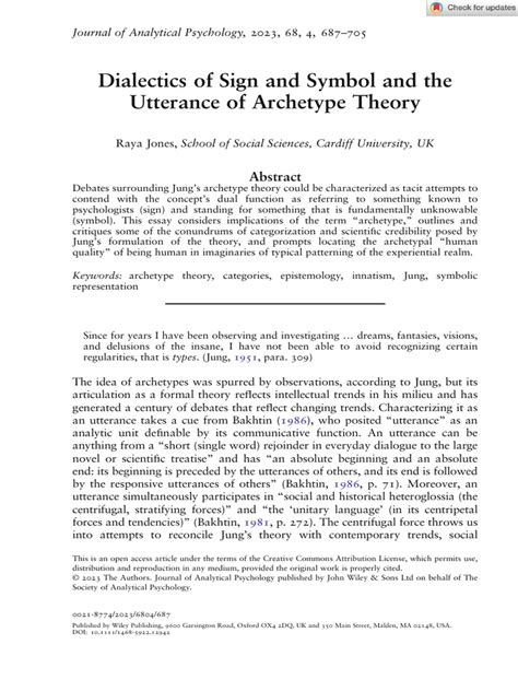 J Analytical Psychology 2023 Jones Dialectics Of Sign And Symbol