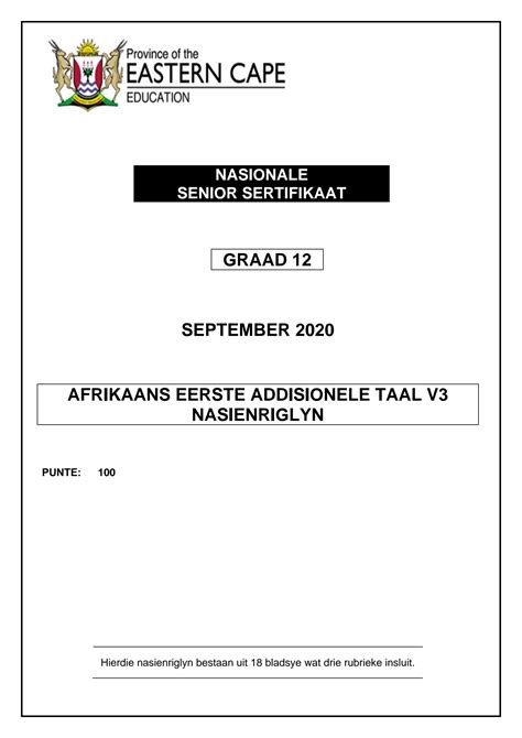 SOLUTION Afrikaans Fal P3 Memo Sept Studypool