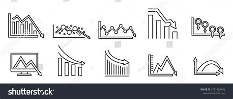 Regression Chart Icons Set Outline Set Stock Vector Royalty Free Shutterstock