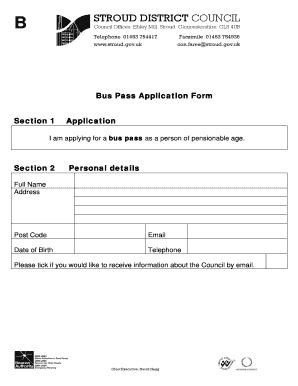 Fillable Online Stroud Gov Bus Pass Application Form Section 1 Application Fax Email Print
