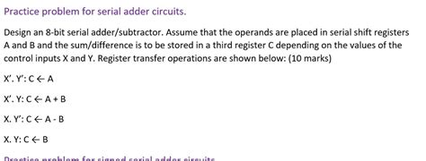 Practice Problem For Serial Adder Circuits Design An