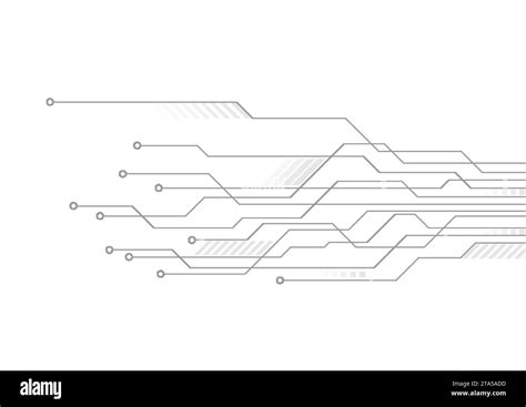 Tech Grey Futuristic Circuit Board Lines Abstract Background Vector Computer Chip Graphic