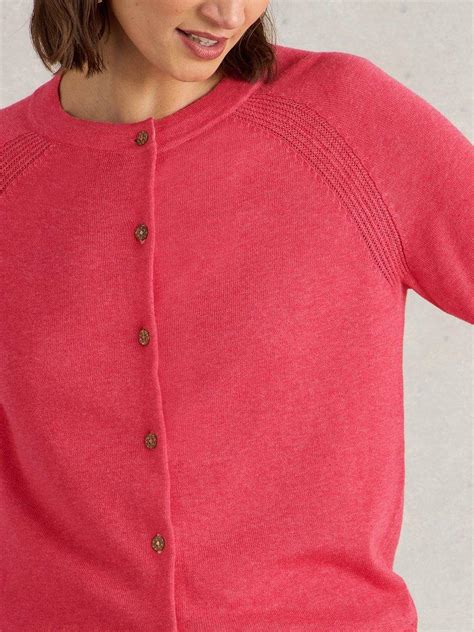 Lulu Crew Neck Cardi In Mid Pink White Stuff