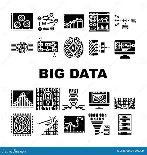 Big Data Analytics Hadoop Icons Set Vector Stock Illustration Illustration Of Visualization