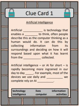 Artificial Intelligence Computer Science Escape Room TPT