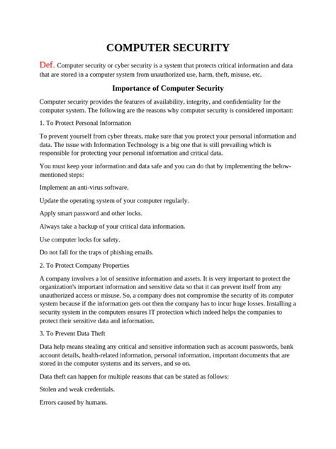 Computer Security Summary Pdf
