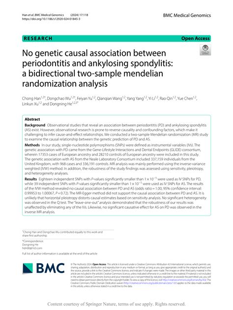 Pdf No Genetic Causal Association Between Periodontitis And