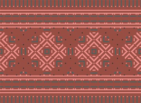 Pixel Cross Stitch Pattern With Floral Designs Traditional Cross