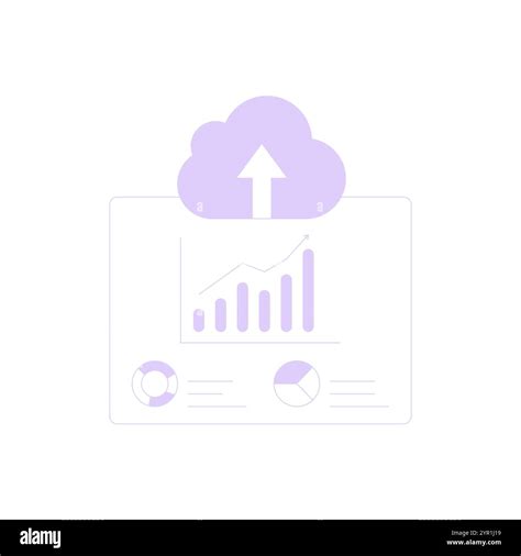 Cloud Upload Of Business Data In Flat Vector Illustration Symbolizing Digital Analytics Cloud