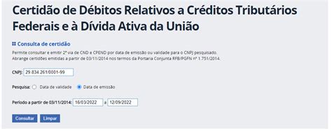 Certidão Negativa De Débitos De Tributos Federais E Dívida Ativa Da
