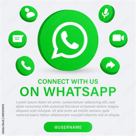 Vecteur Stock Follow Us On Whatsapp In 3d Logo With Social Media