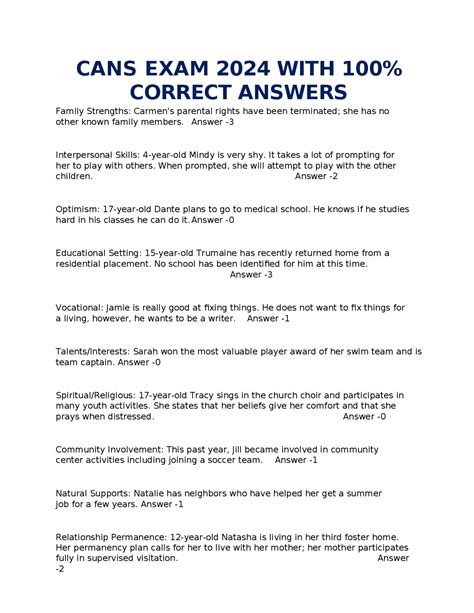 Cans Exam 2024 With 100 Correct Answers Exams Sociology Of Education Docsity