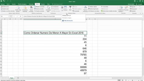 Organizar De Menor A Mayor En Excel Image To U