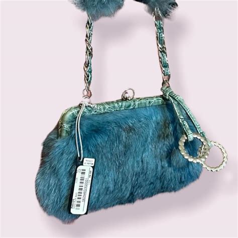 Vintage Blue Fuzzy Bebe Micro Purse 💙 Strap Is 11” Depop
