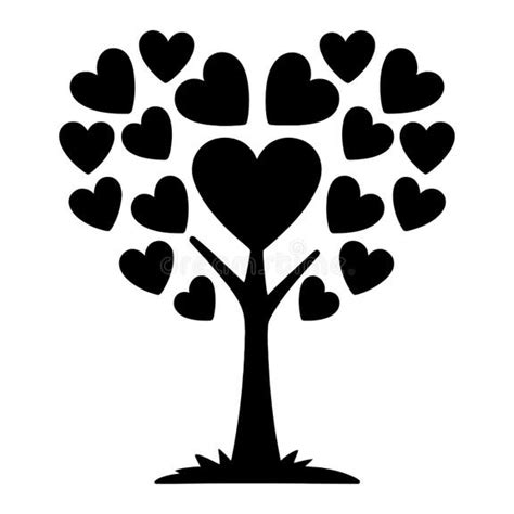 Hearten Shape Tree Silhouette Love And Affection Perfect For Valentine S Day Concepts Stock