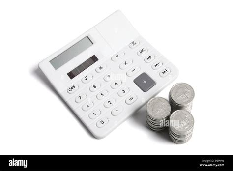 Calculator And Coins Stock Photo Alamy