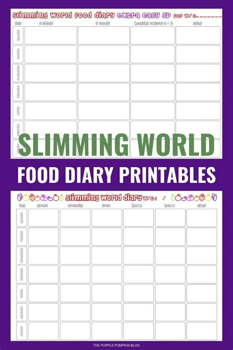 Printable Slimming World Food Diary Template Drcullings Templates