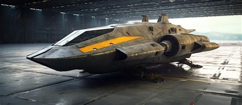 Premium Ai Image Old Scratched Metal Spaceship Standing On An
