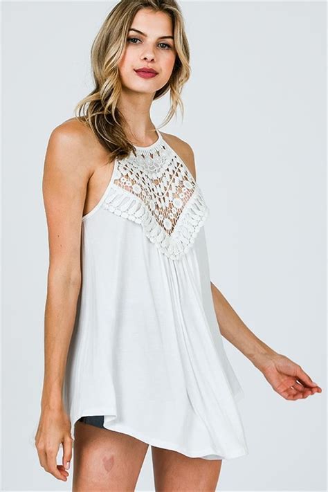 Tessa Crochet Tank Top Off White Wildfire Roots Clothing Co