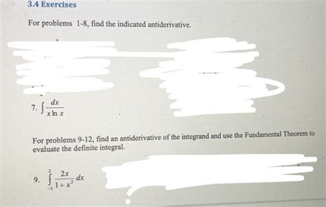 Solved Find The Indicated Antiderivative For 7find An