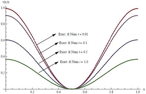 A Comparison Between Numerical And Exact Solutions At Different Time Download Scientific