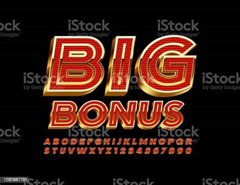 벡터 럭셔리 배너 큰 보너스 3d 빨간색 및 골드 알파벳 문자 및 숫자 로고에 대한 스톡 벡터 아트 및 기타 이미지 로고 상여금 고급 Istock