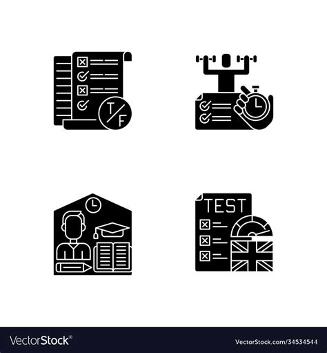 True False Test Black Glyph Icons Set On White Vector Image