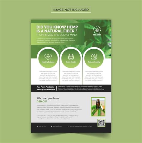 Premium Vector Modern Hemp Cbd Or Cannabis Sativa A4 Flyer Design For