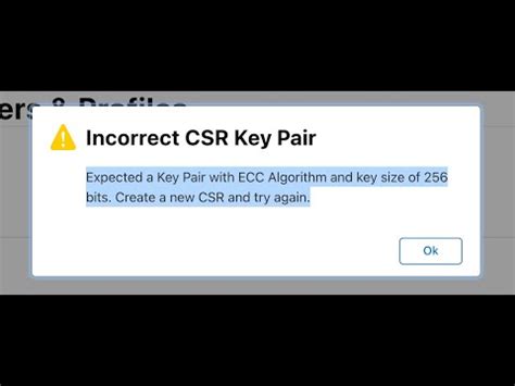 Expected A Key Pair With ECC Algorithm And Key Size Of 256 Bits Incorrect CSR Key Pair Fixed
