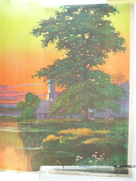Yahooオークション A1933年昭和8年前後の西欧農村風景画の印刷物