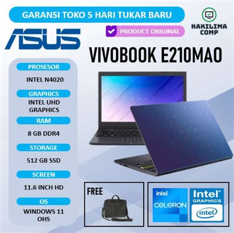 Promo Laptop Sekolah Asus Numericpad Vivobook E210 Intel Free Office