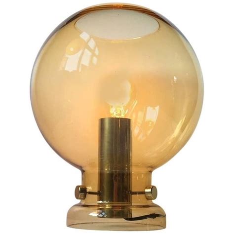Spherical Smoke Glass And Brass Table Lamp By Hans Agne Jakobsson