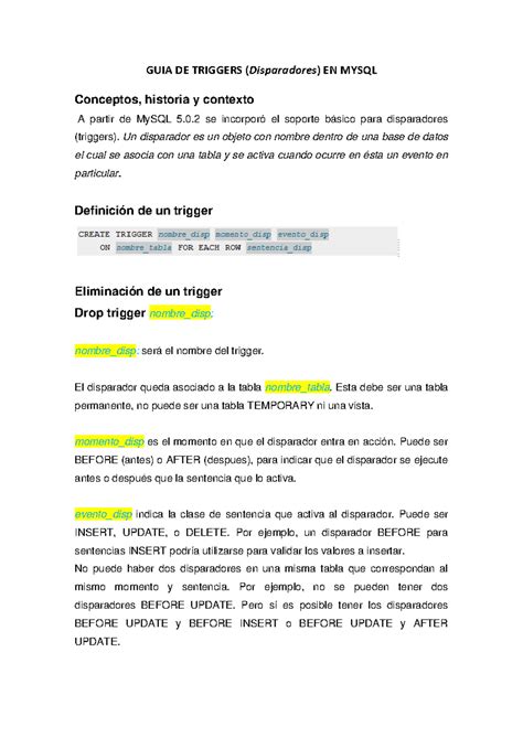Tutorial Triggers Guia De Triggers Disparadores En Mysql Conceptos