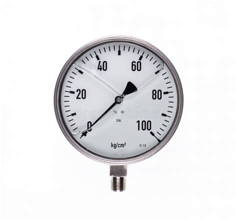 Industrial Circular Pressure Gauge Isolated On White Stock Image
