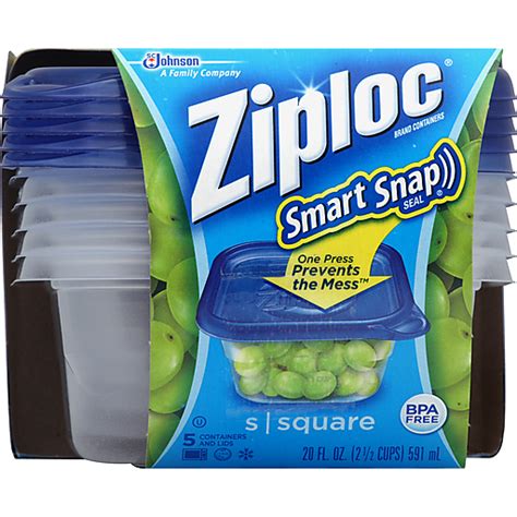 Ziploc Smart Snap Seal Containers And Lids Square Small 25 Cups