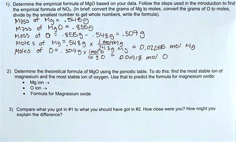 Empirical Formula Of Magnesium Oxide