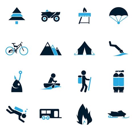 outdoor leisure and recreation icons — stock vector © soleilc 77501948