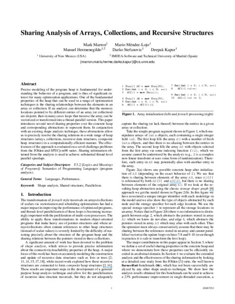 Pdf Sharing Analysis Of Arrays Collections And Recursive Structures