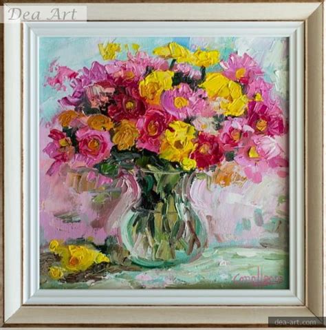 Картина Жълти и червени цветя във ваза от Станислав Стоянов Дея Арт