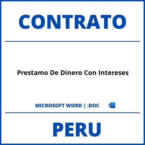 Contrato De Prestamo De Dinero Con Intereses En Formato Word Peru