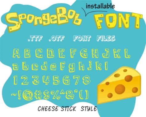 Spongebob Font Ttf Otf Installable Fonts For Pc Or Mac Cheese Font