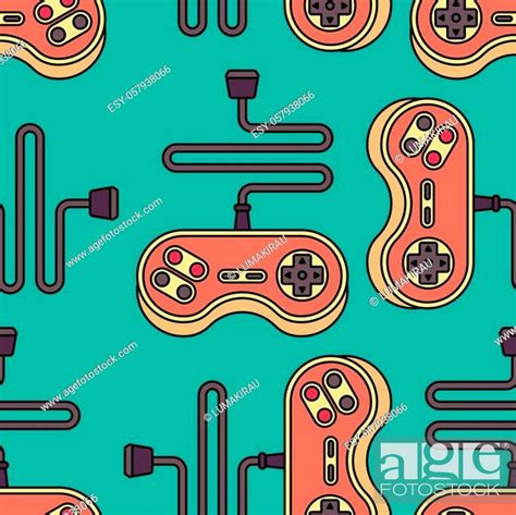 Joystick Seamless Pattern Gamepad Ornament Video Game Controller