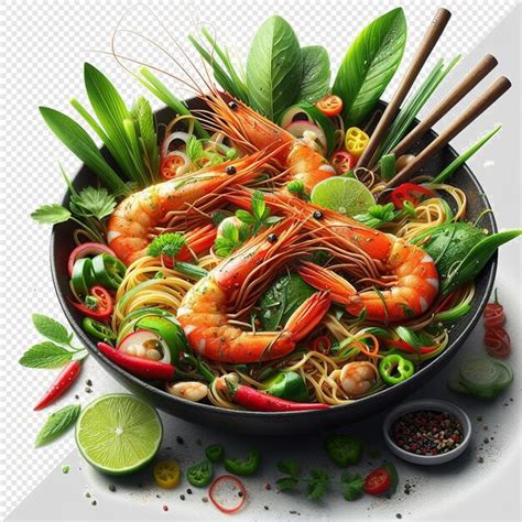 Premium Psd A Bowl Of Stir Fry With Shrimp Shrimp And Vegetables