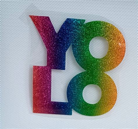 Yolo Iron On Transfer Patch Shiny Rainbow Glitter Foil About Etsy