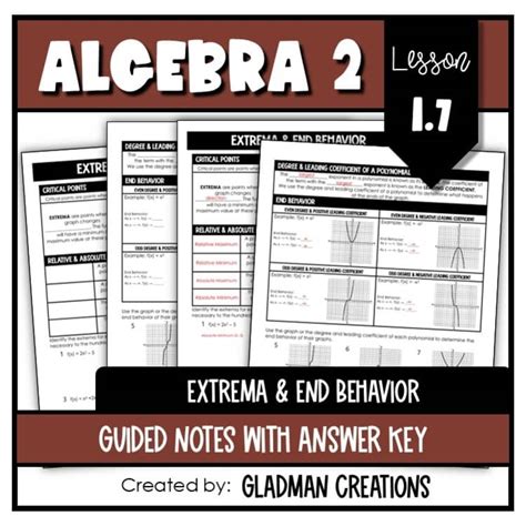 Extrema And End Behavior Algebra 2 Guided Notes By Gladman Creations