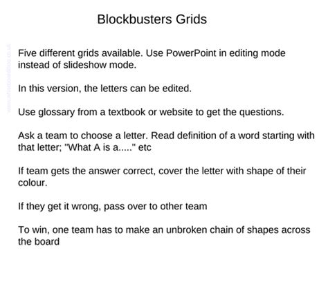 Blockbusters Grid Game Templates Teaching Resources